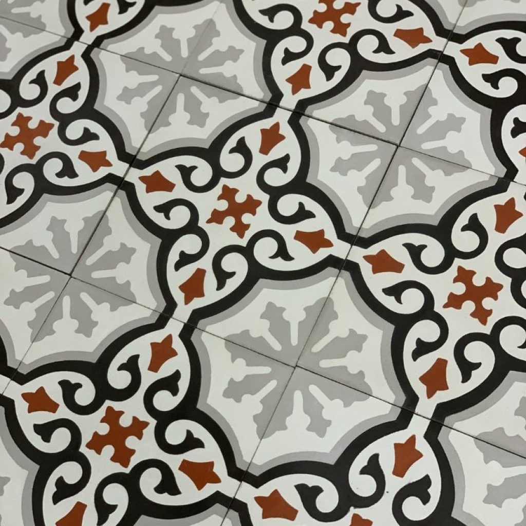 Carreau de ciment rouge et noir - Ligerio