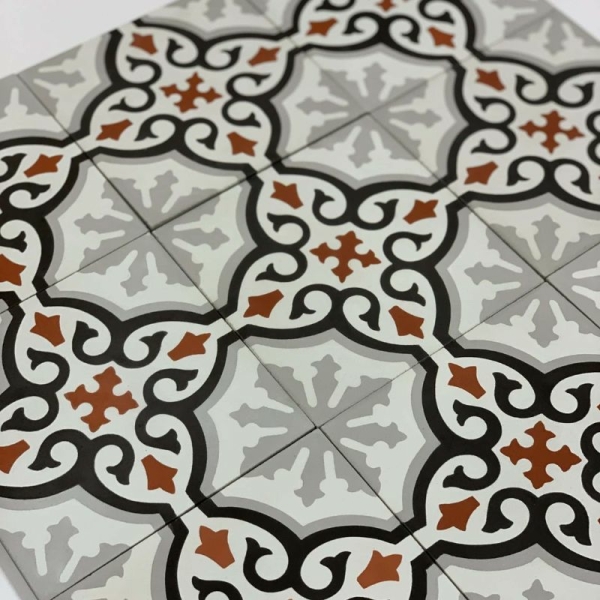 Carreau de ciment rouge et noir - Ligerio