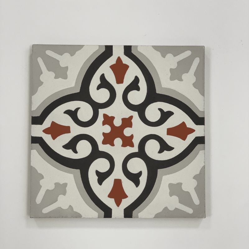 Carreau de ciment rouge et noir - Ligerio