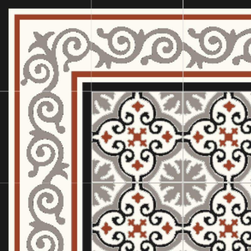 Angle de frise carreaux de ciment rouge et noir - Ligerio